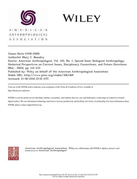 Pdf James Deetz 19302000