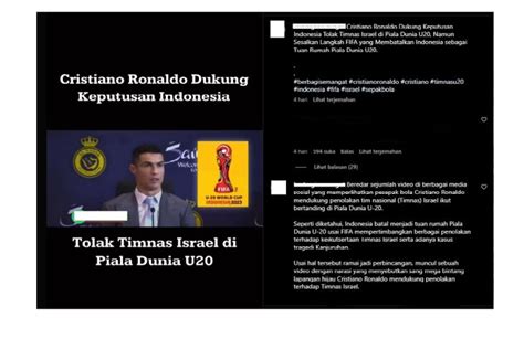 Hoaks Cristiano Ronaldo Dukung Indonesia Tolak Israel Di Piala Dunia U
