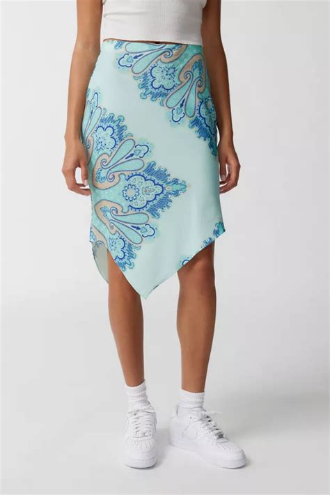 Uo Kali Paisley Asymmetrical Midi Skirt Urban Outfitters