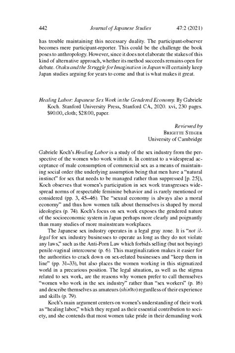 Review Healing Labor Japanese Sex Work In The Gendered Economy By