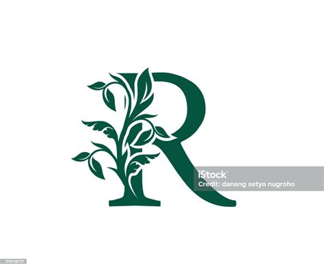네이처 R 레터 플로럴 로고 빈티지 클래식 화려한 문자 벡터 알파벳 R에 대한 스톡 벡터 아트 및 기타 이미지 알파벳 R