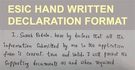 Hand Written Declaration Form
