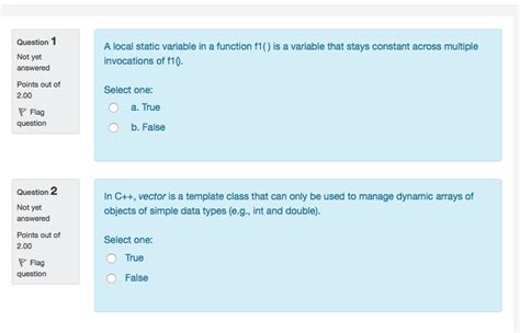 Solved Question 1 A Local Static Variable In A Function F1