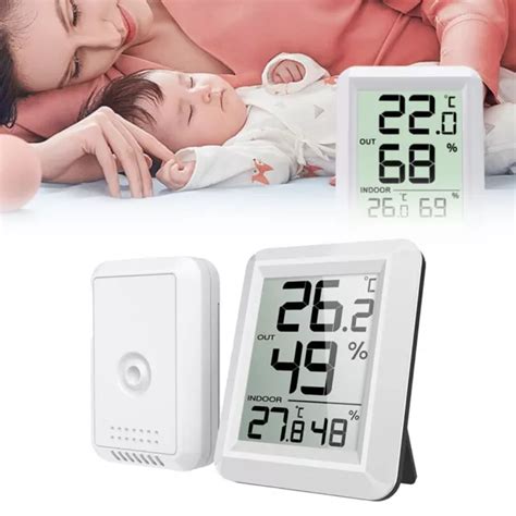 WIRELESS THERMOMETER DIGITAL Thermo Hygrometer Weiß Innensensor ...