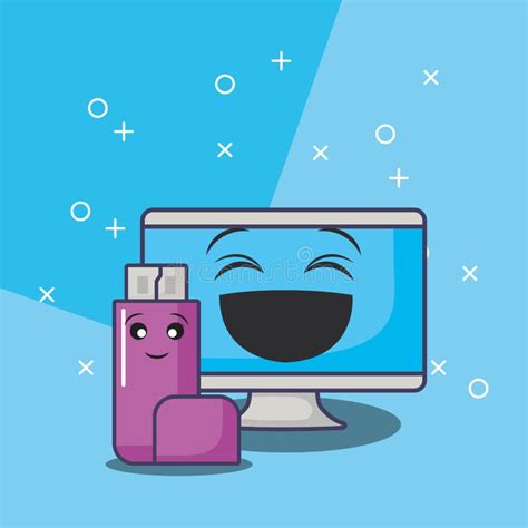Kawaii Computer Design Stock Vector Illustration Of Drawing 126273404