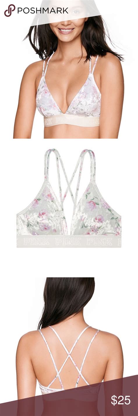 Victorias Secret Pink Triangle Velvet Bralette Victorias Secret Pink