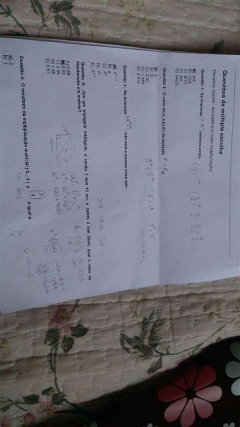 Prova De Matem Tica Para Computa O Unip Matem Tica