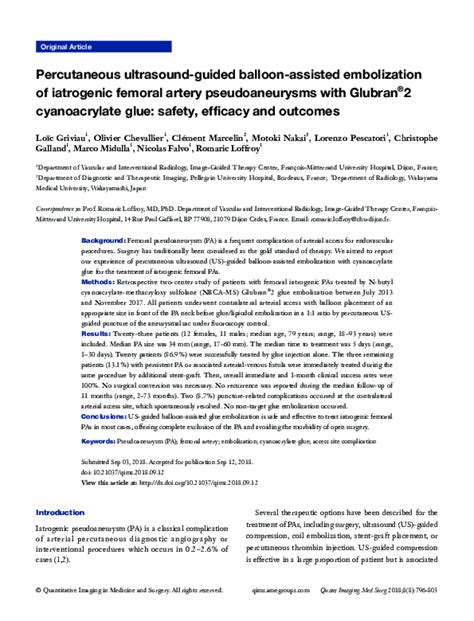 Pdf Percutaneous Ultrasound Guided Balloon Assisted Embolization Of