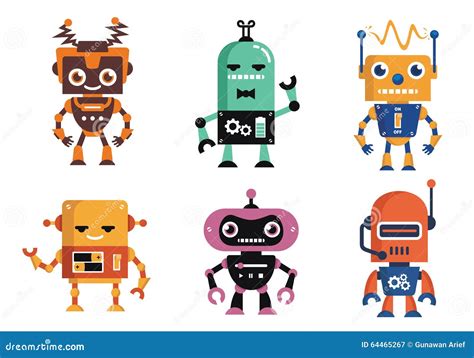 Funny Geek Robot Character Design Stock Vector Illustration Of Cool