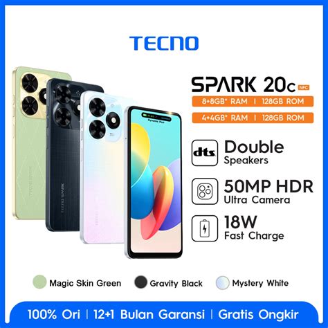 Jual Tecno Spark 20c Nfc 4gb 128gb 6 6” Hd 5000mah 18w Fast