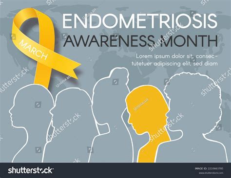 Endometriosis Awareness Month Horizontal Poster Yellow Stock Vector