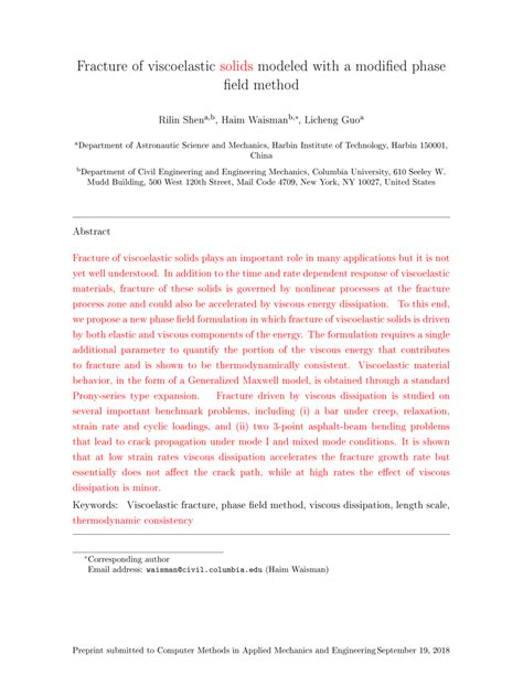 pdf fracture of viscoelastic solids modeled with a modified phase