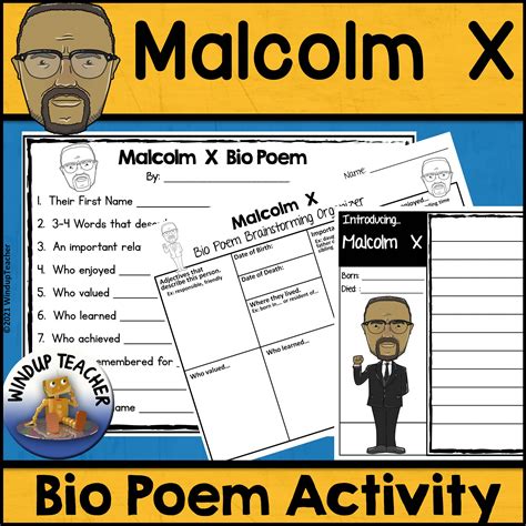 Malcolm X Biography Poem Activity And Writing Paper Classful