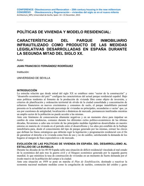 políticas de vivienda y modelo residencial