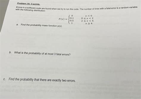 Solved Problom 4 3 Points Errors In A Software Code Are