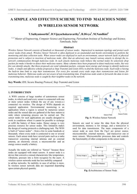 a simple and effective scheme to find malicious node in wireless sensor