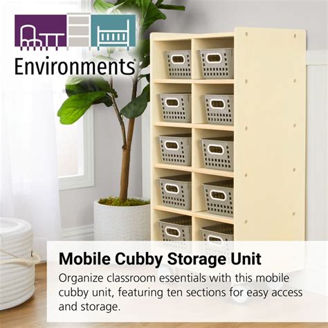 Environments® Mobile 10 Section Cubby Storage Assembled