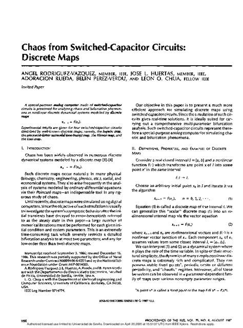 Pdf Chaos From Switched Capacitor Circuits Discrete Maps