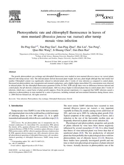 Pdf Photosynthetic Responses Of Radish Raphanus Sativus Var