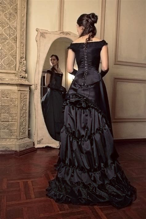 Black Victorian Bustle Dress 1880s Ball Outfit Black Etsy