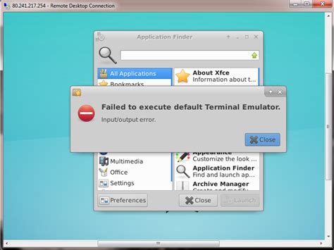 Xfce Getting Input Output Error Running Anything On Remote Desktop