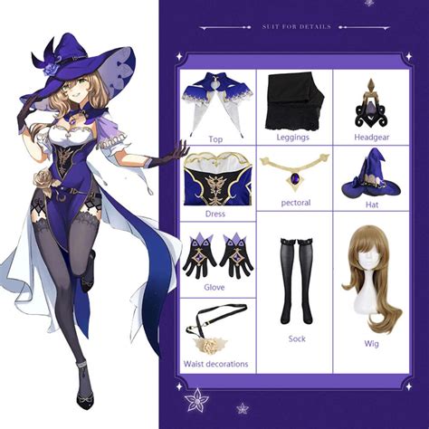 Game Lisa Minci Cosplay Genshin Impact Cosplay Costume Wig Sexy Dress