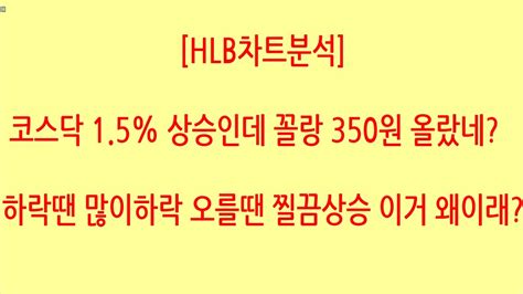 HLB차트분석 지수 대비 상승폭이 미비하다 어서 빨리 거래량 동반 상승이 필요합니다 YouTube