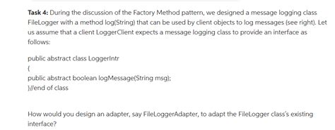 Solved Task During The Discussion Of The Factory Method Chegg