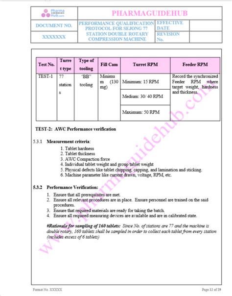 Performance Qualification Protocol For Sejong 77 Station Double Rotary