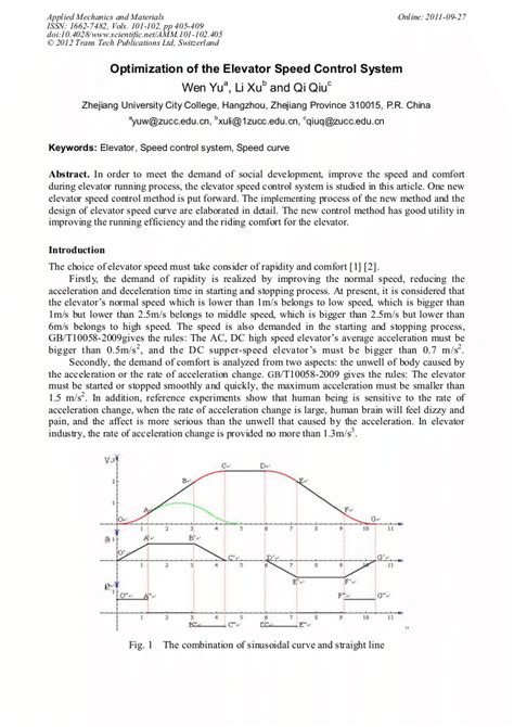 Optimization Of The Elevator Speed Control System Scientific Net