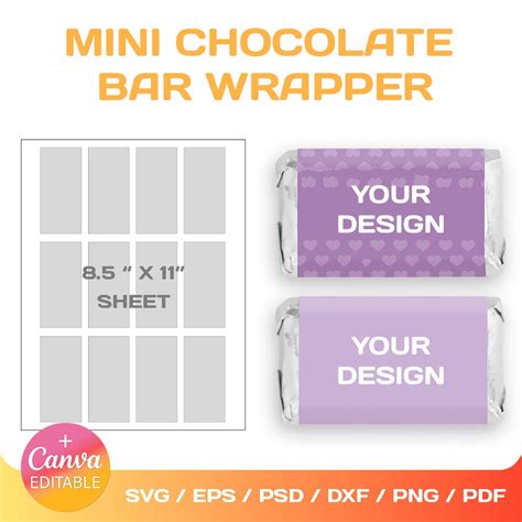 Mini Chocolate Bar Wrapper Custom Mini Candy Wrap Template Chocolate