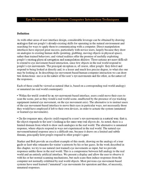 Eye Movement Based Human Computer Interaction Techniques Pdf Human
