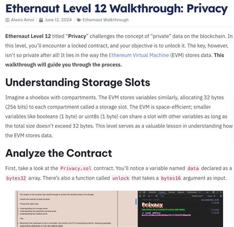My First Article On Ethernaut Challenge 12 Alexis Amoi Posted On The Topic Linkedin