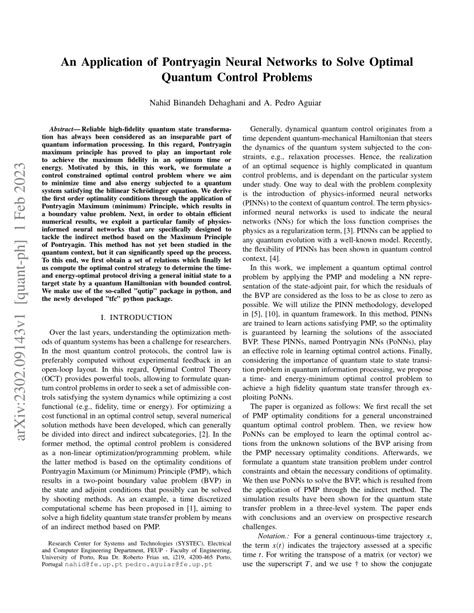 Pdf An Application Of Pontryagin Neural Networks To Solve Optimal Quantum Control Problems