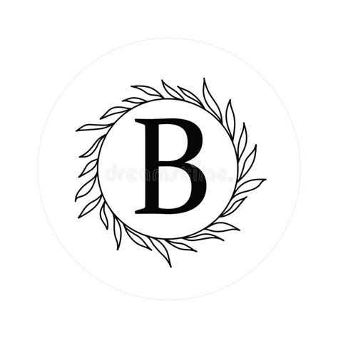 Letter B Initials With Round Floral Frames Vector Monogram Logo Cricut File Stock Vector