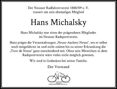 Alle Traueranzeigen für Hans Michaslky trauer rp online de
