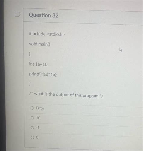 solved include void main int 1a 10 printf d 1a