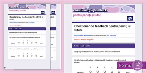 Chestionar Feedback Pt Părinți și Tutori Formular Digital
