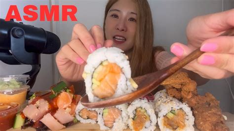 Asmr Sushi🍣 🍣spicy 🌶️🌶️salmon And Tuna Sashimi 😋😋mukbang ☝🏾 Youtube