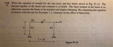 Solved 1 14 Write The Equation Of Motion For The One Story