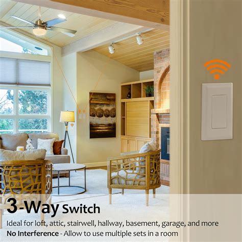 Suraielec Wireless Light Switch And Receiver Kit 15a High Power No Wiring 100ft Rf Range