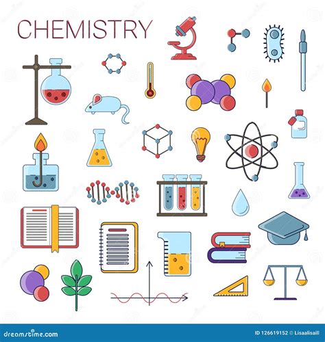Set Of Scientific Chemistry Vector Flat Icons Chemistry Education