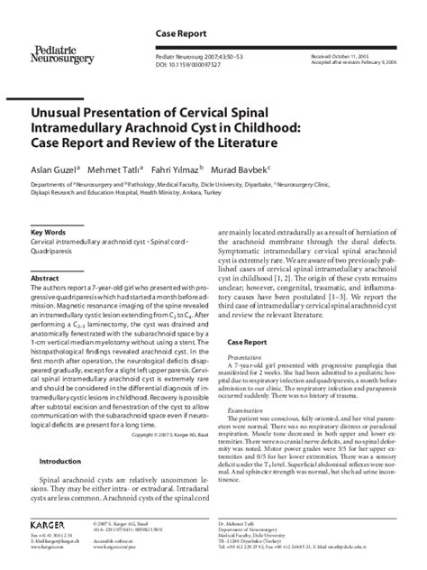 Pdf Unusual Presentation Of Cervical Spinal Intramedullary Arachnoid