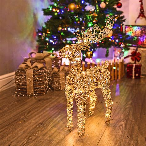 Urbnliving Height 50cm Set Of 2 Gold Pearl Led Light Up Christmas