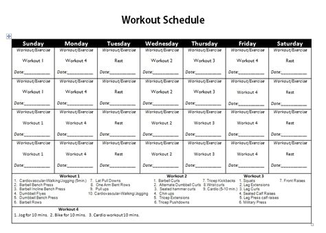 Workout Schedule For Men