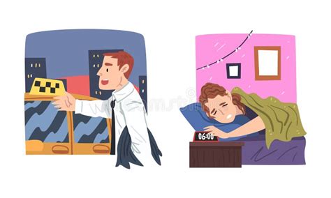 人日常活动设置 被闹钟唤醒的妇女 打车哥动画矢量图 向量例证 插画 包括有 每日 及早 242482511