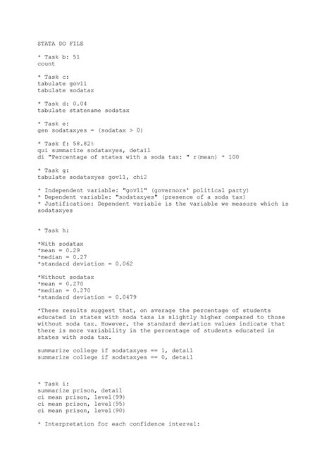 Stata Do File Final Stata Do File Task B 51 Count Task C Tabulate
