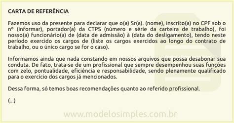 Modelo de Carta de Referência