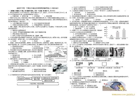 嘉积中学第一学期九年级历史科第四次随堂练习（2024届） 九年级试题 汪棒棒历史