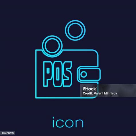 파란색 배경에 고립 된 지분 라인 아이콘의 청록색 증거 암호 화폐 경제 및 금융 컬렉션 벡터 일러스트 개념에 대한 스톡 벡터 아트 및 기타 이미지 Istock